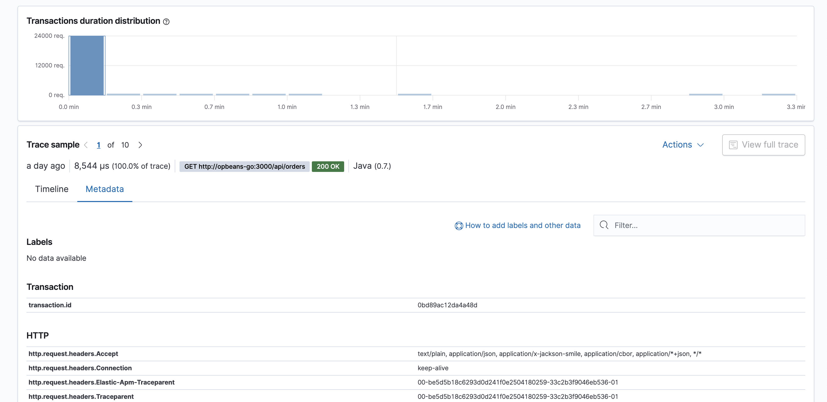 [APM] Always show `trace.id` and `transaction.id` in metadata table ...