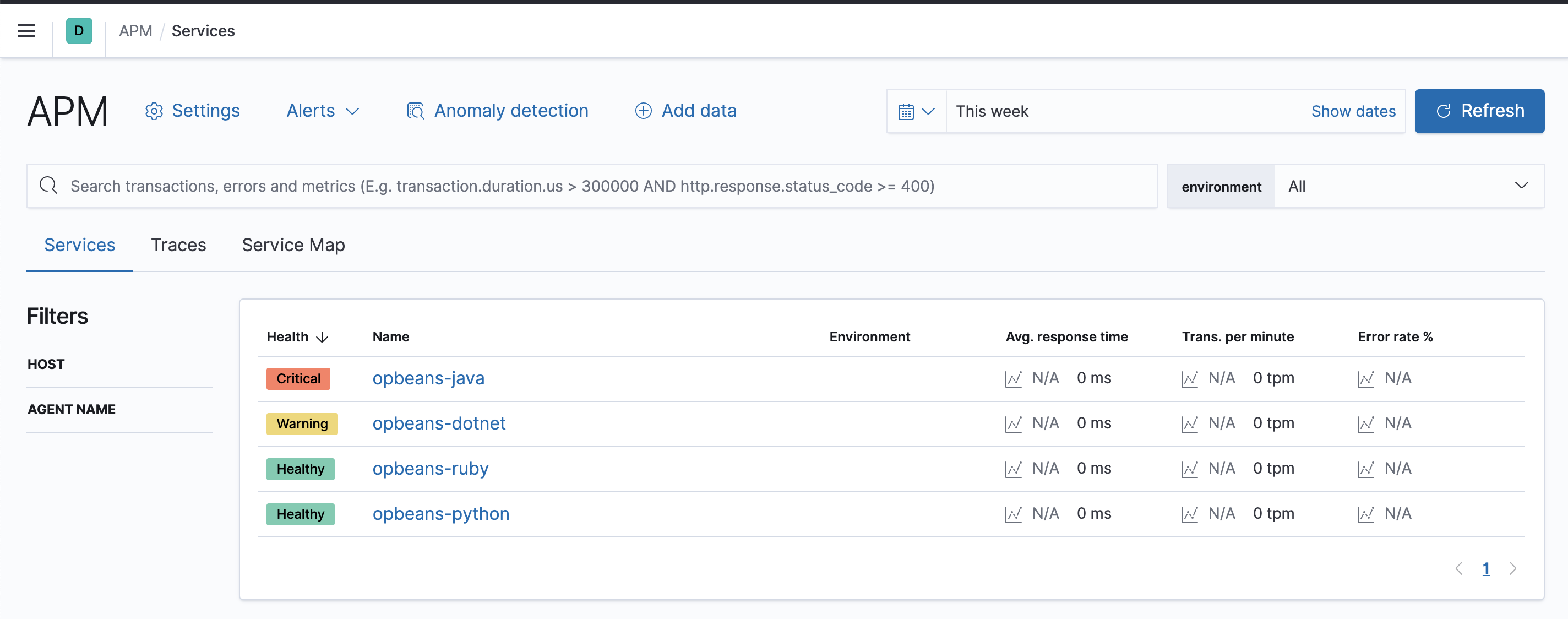 [APM] Don't display services that don't have APM data for the selected time range · Issue #79998 ...