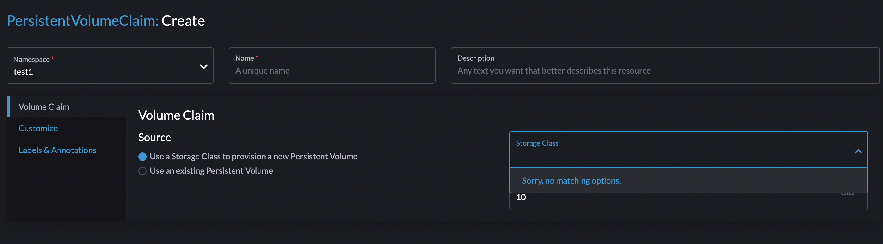 Create PVC form doesn't show Storage Classes if user can't read Persistent Volumes · Issue #6444 ...