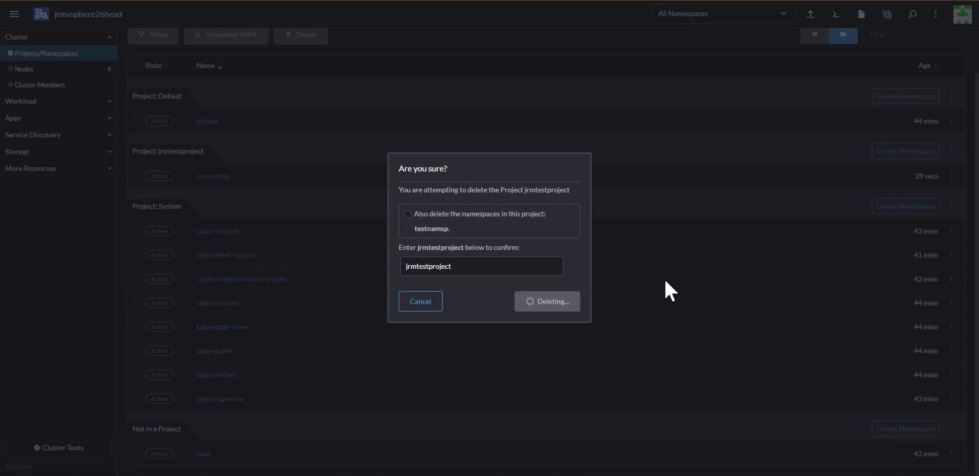 Deleting a Project should allow the user to delete the namespaces in it · Issue #5624 · rancher ...