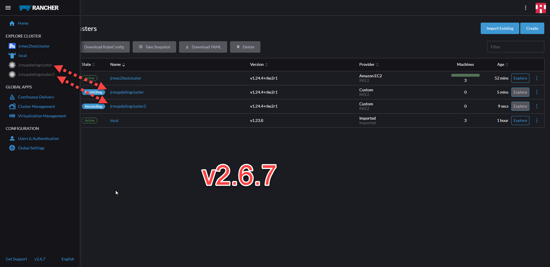 Bug Order Of Cluster List Is Different Between The Cluster Management Page And In The Side